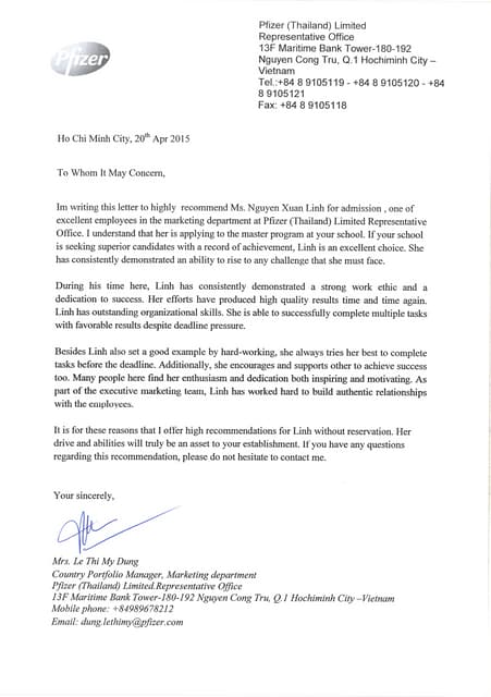 ALOK PFIZER RECOMMENDATION LETTER | PDF