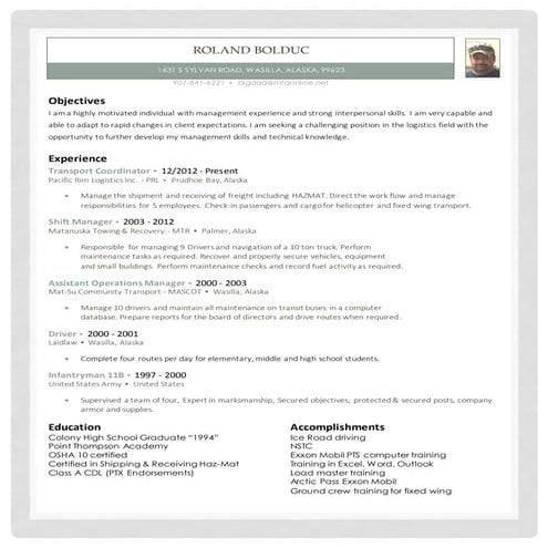 Roland Bolduc - New Res v3 (1) | DOCX | Logistics and Transportation Industry | Industries