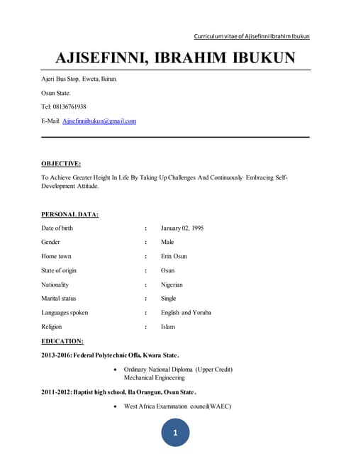 OKEKE JUSTINA UCHENNA CV | PDF