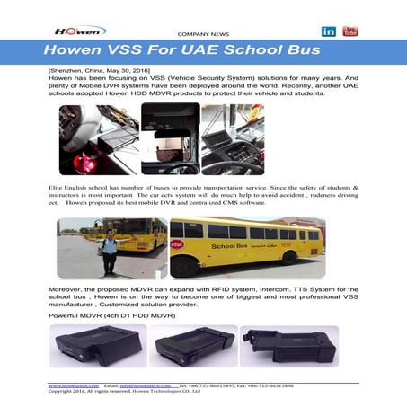 COMPANY NEWS-Howen VSS for UAE School Bus | PDF