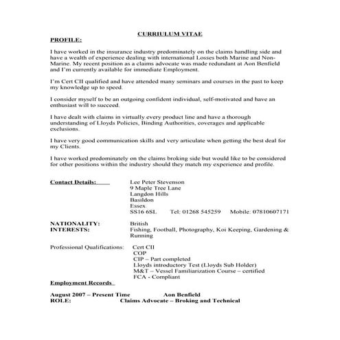 CV Lee Stevenson | DOC