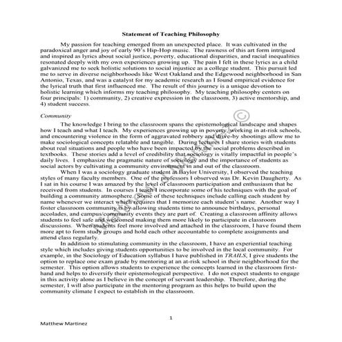Teaching Philosophy Statement | DOCX