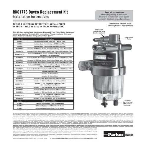 14483 Rev - (RK61776 Davco Replacement Kit) | PDF