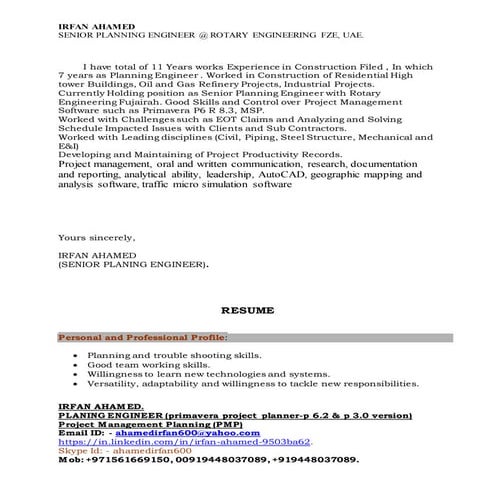 Updated IRFAN AHAMED CV (2) | DOCX