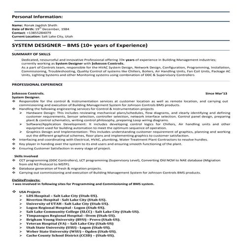 Ronak Sheth Resume | PDF