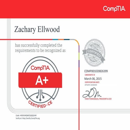 CompTIA A+ ce certificate | PPT