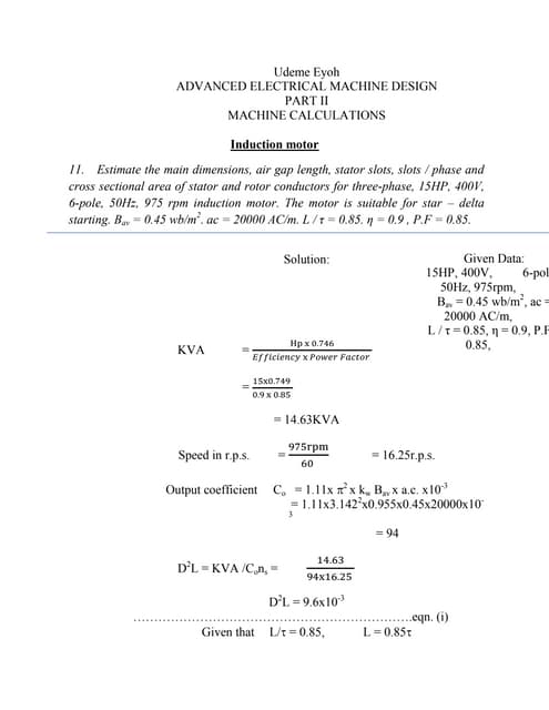 Three Phase Induction Motor Design (Electrical Machine Design) | PDF