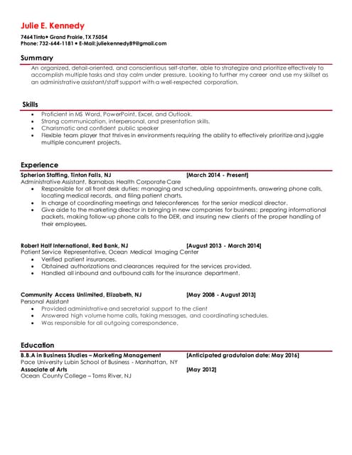 admin. assist. resume | PDF