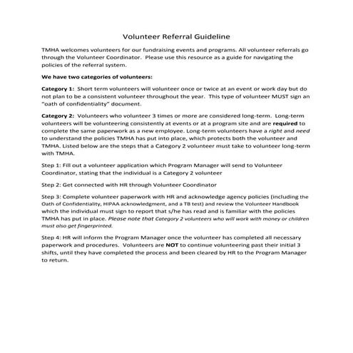 Volunteer Referral Guideline | PDF