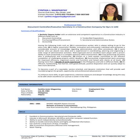 CV of Cynthia J. Magpantay_1_v2017 | PDF
