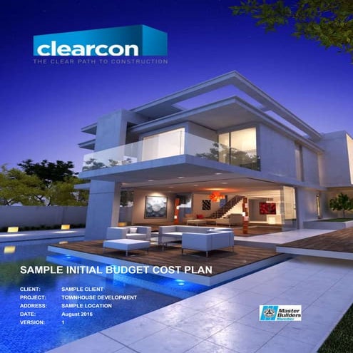 Clear-Construction-QLD-SAMPLE-Initial-Cost-Plan-Budget | PDF