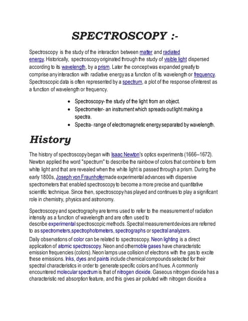 Introduction to organic spectroscopy Basic | PPTX