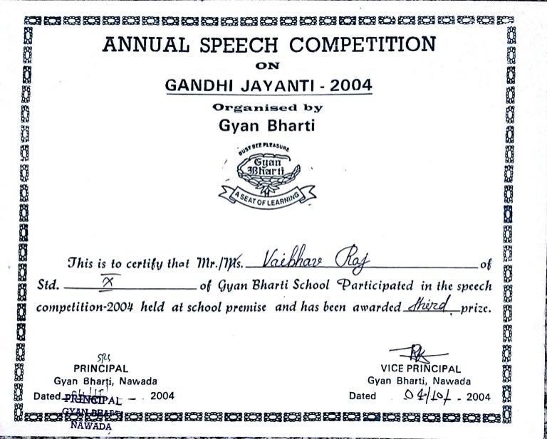 Certificate Award Speech