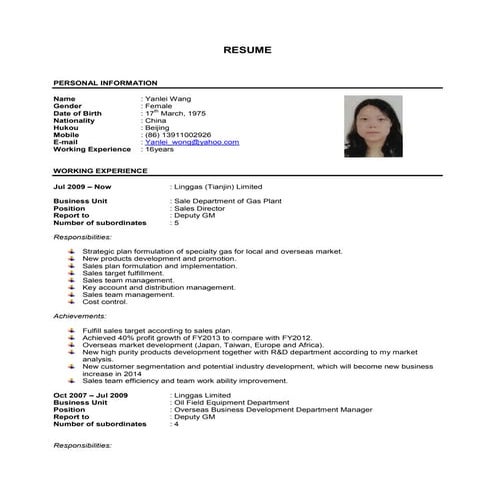 CV Chinese | PDF