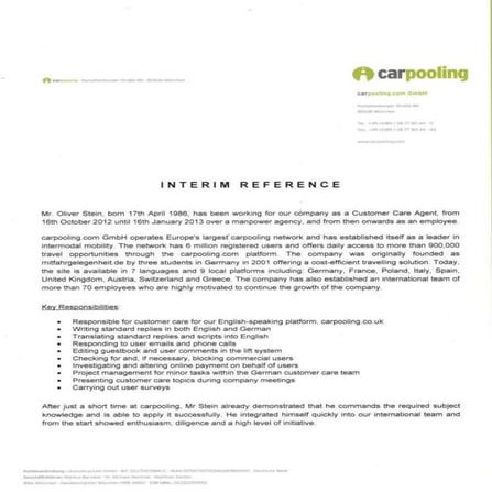 Interim Reference by carpooling.com