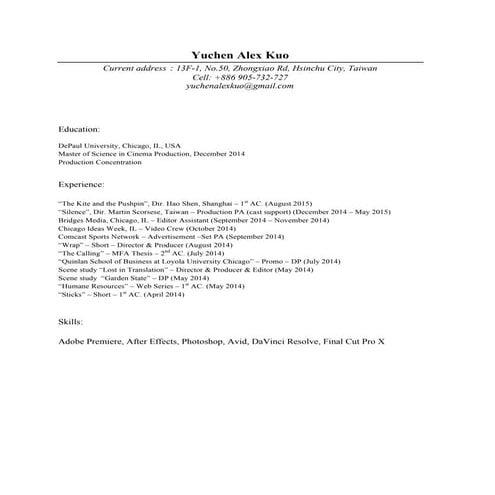Alex Kuo resume | PDF