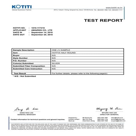 Test Report of Half Round from KOTITI | PDF