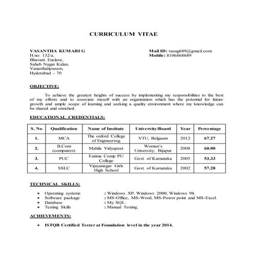 Vasantha Resume | DOCX