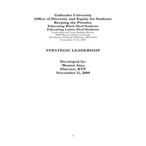 strategic leadership course | DOC | Business Administration | Business