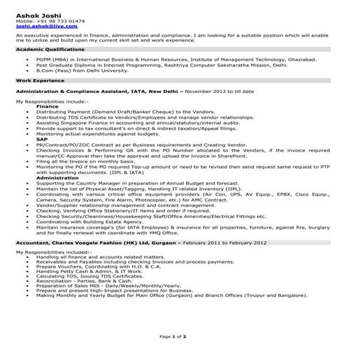 Ashok - Resume - IATA | PDF