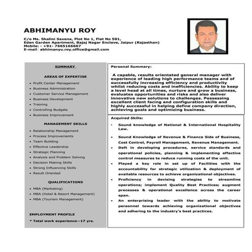 Abhimanyu Roy Recent Resume | DOC