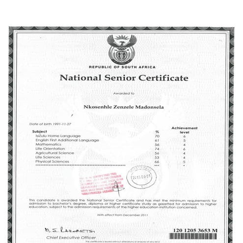 senior certificate | PDF