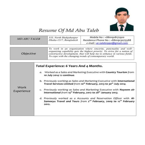 Resume of Mr Abu Taleb | DOC