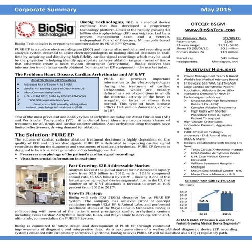 BioSig Technologies Corporate Summary - May 2015 | PDF