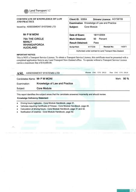 HSNO approved handler Cert | PDF