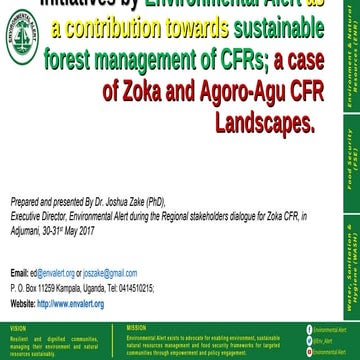 Initiatives by Environmental Alert as a contribution towards ...