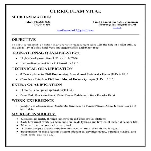 shubham CV | DOC