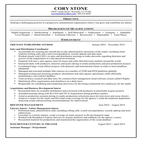 Cory Stone Resume | PDF | Business | Business and Finance