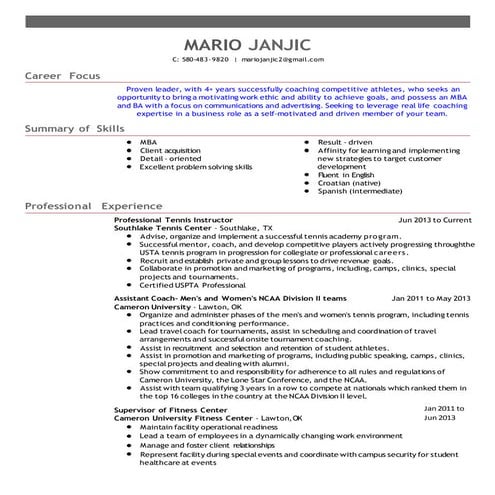 Mario Janjic Resume | DOCX