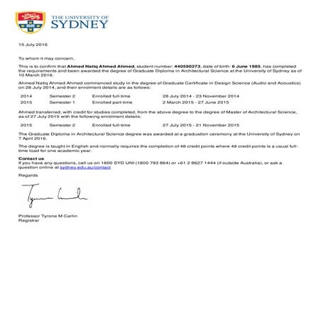 Graduate Diploma letter | PDF