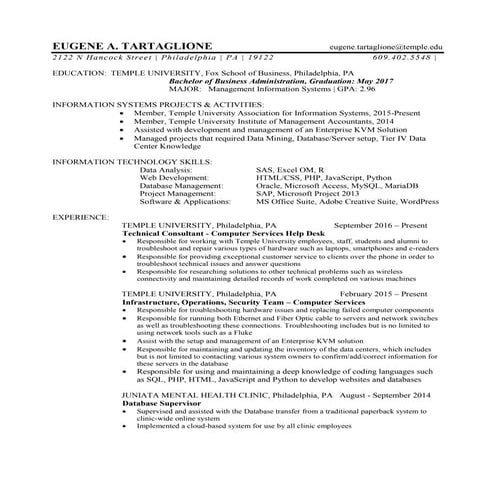 Resume, Eugene Tartaglione | PDF