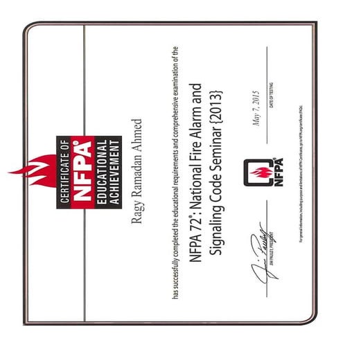 NFPA 72 FAS Certificate-Ragy | PDF