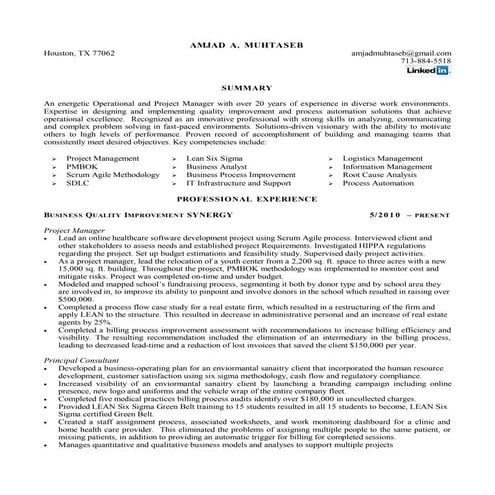 Amjad CV 08-21-2016 NS | DOC | Business Operations | Business