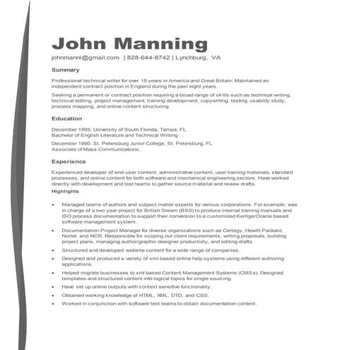 John Manning CV April 2016 | DOCX