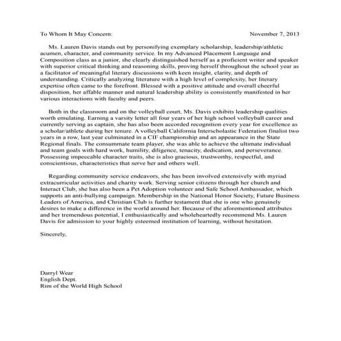 Rodriguez letter of recommendation | PDF