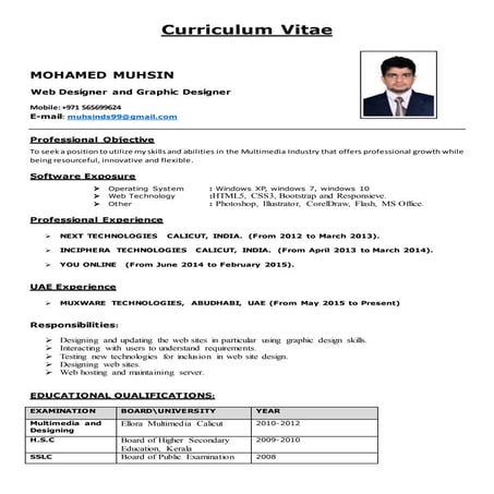 muhsin cv | DOCX | Internet | Computing