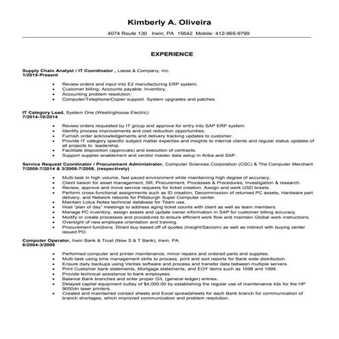 2016 Koliveira scannable resume | PDF
