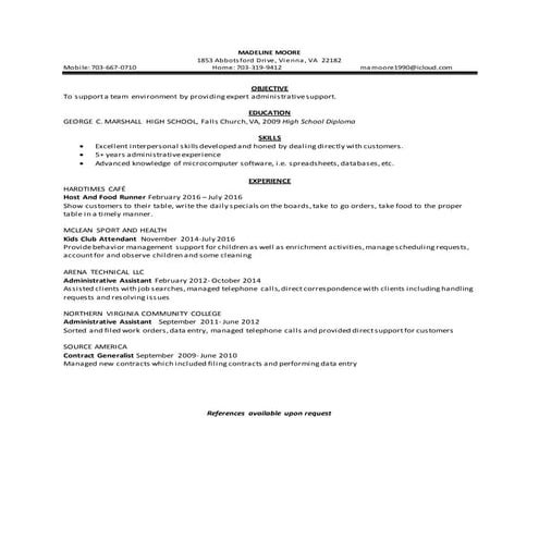 Ward resume.031316.CustomerService | DOCX