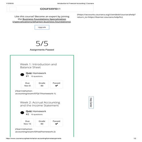 Debadip Introduction to Financial Accounting _ Grade Shee Coursera | PDF