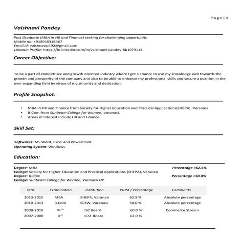 Vaishnavi_Pandey_CV | PDF