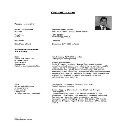 HAMZA CV - ME | PDF