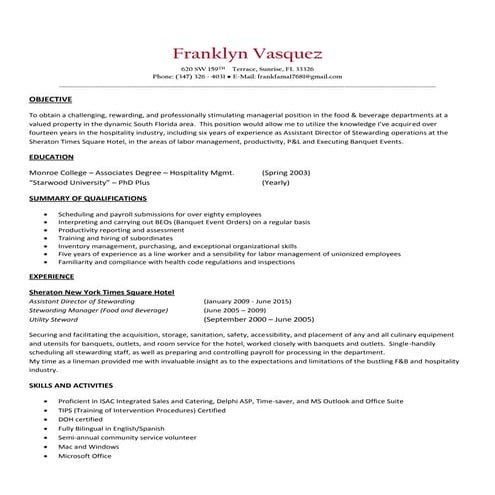 franklin vasquez resume | PDF