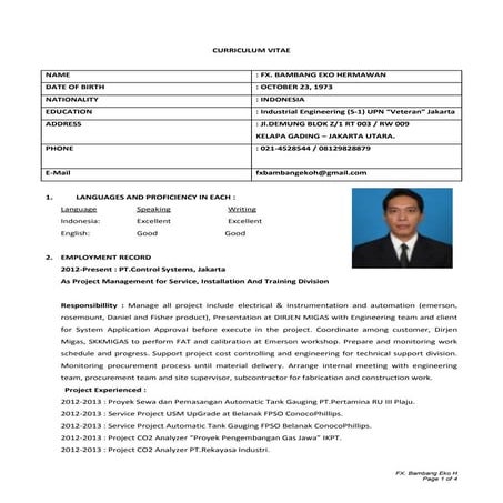 CV Bambang Eko Hermawan | PDF