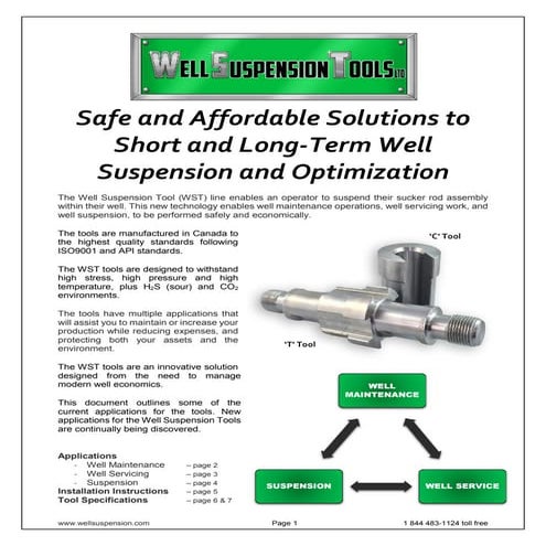 Well Suspension Tools - Information Booklet Jan 28 | PDF
