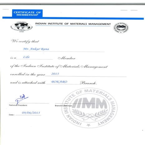 IIMM_CERTIFICATE0001 | PDF