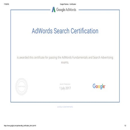 Google Adwords Certification | PDF